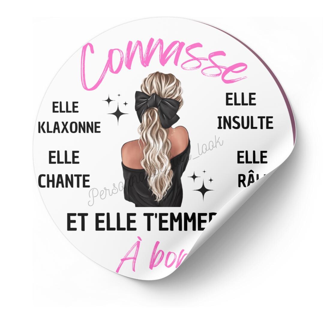 Autocollant de Voiture Humoristique "Connasse à Bord", Stickers Drôles ...