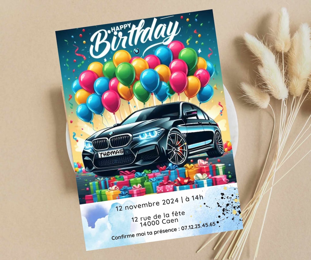BMW Birthday Card, Customizable BMW Car Birthday Invitation, Digital ...