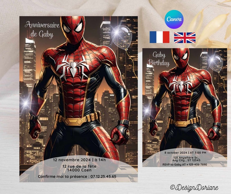 Editable Spider Man Birthday Invitation Template, Printable Super Hero ...