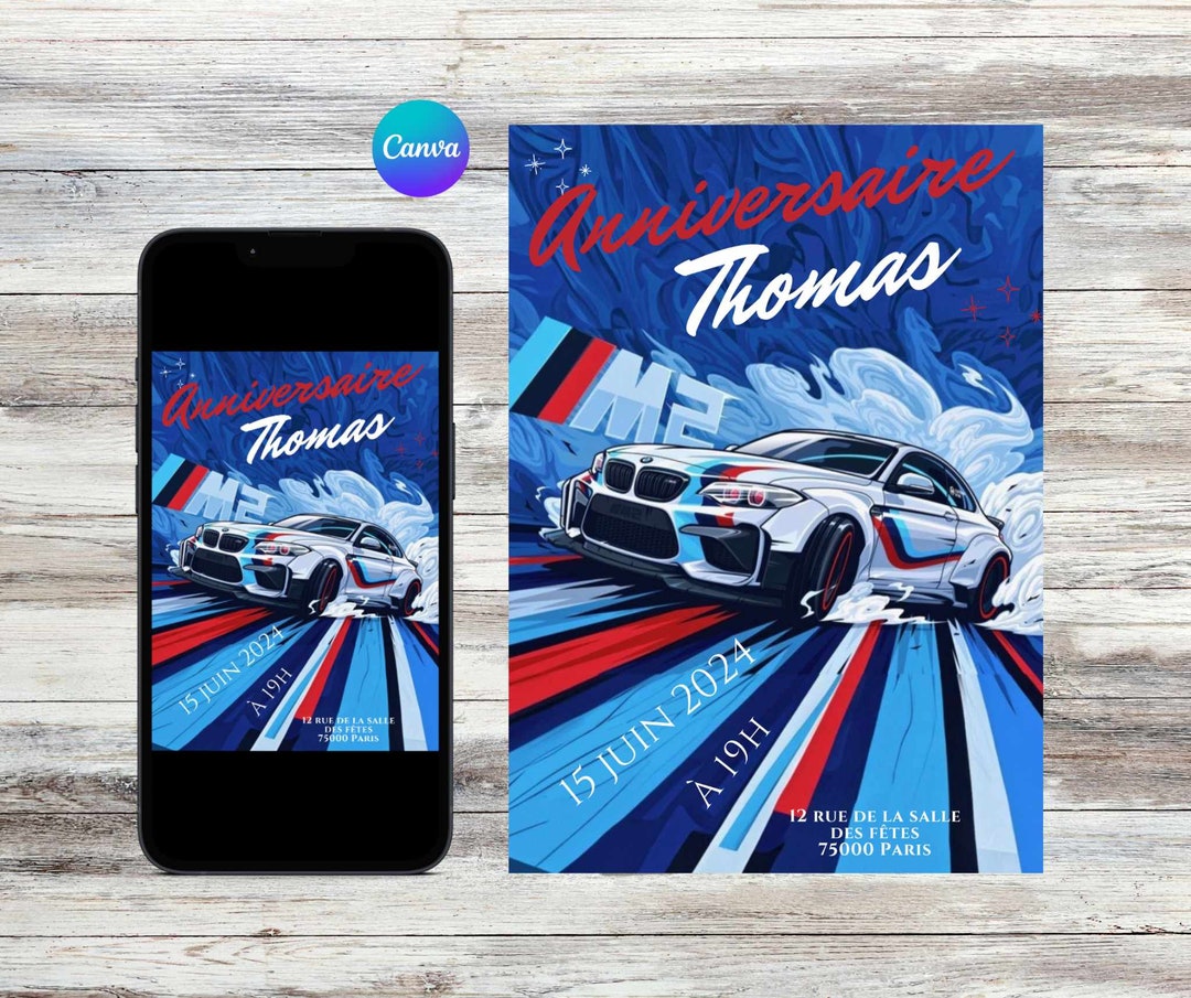 BMW Birthday Invitation Car Birthday for Men, Birthday Invitation Card ...