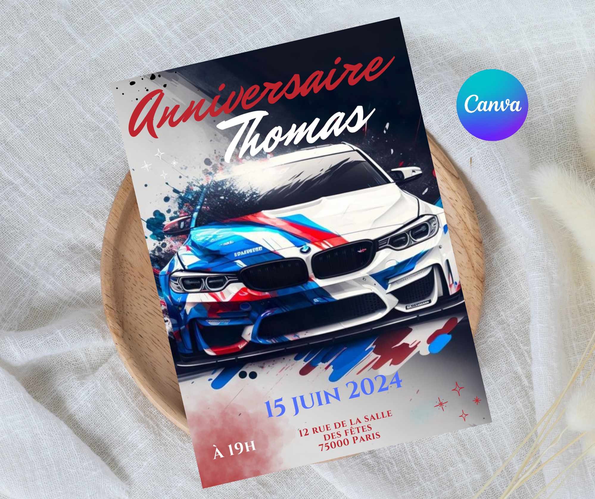 Printable BMW Car Birthday Invitation Template, BMW M2 Birthday Card ...