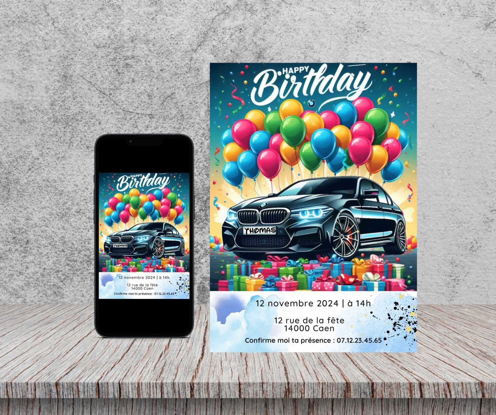 BMW Birthday Card, Customizable BMW Car Birthday Invitation ...