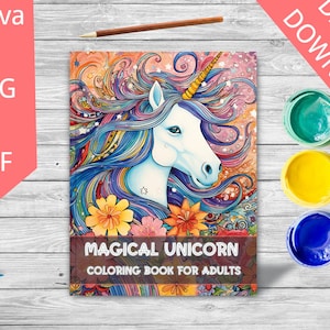 Unicorn Colouring Book Pages for Adults | Comprising 50 Pages | 50 ...