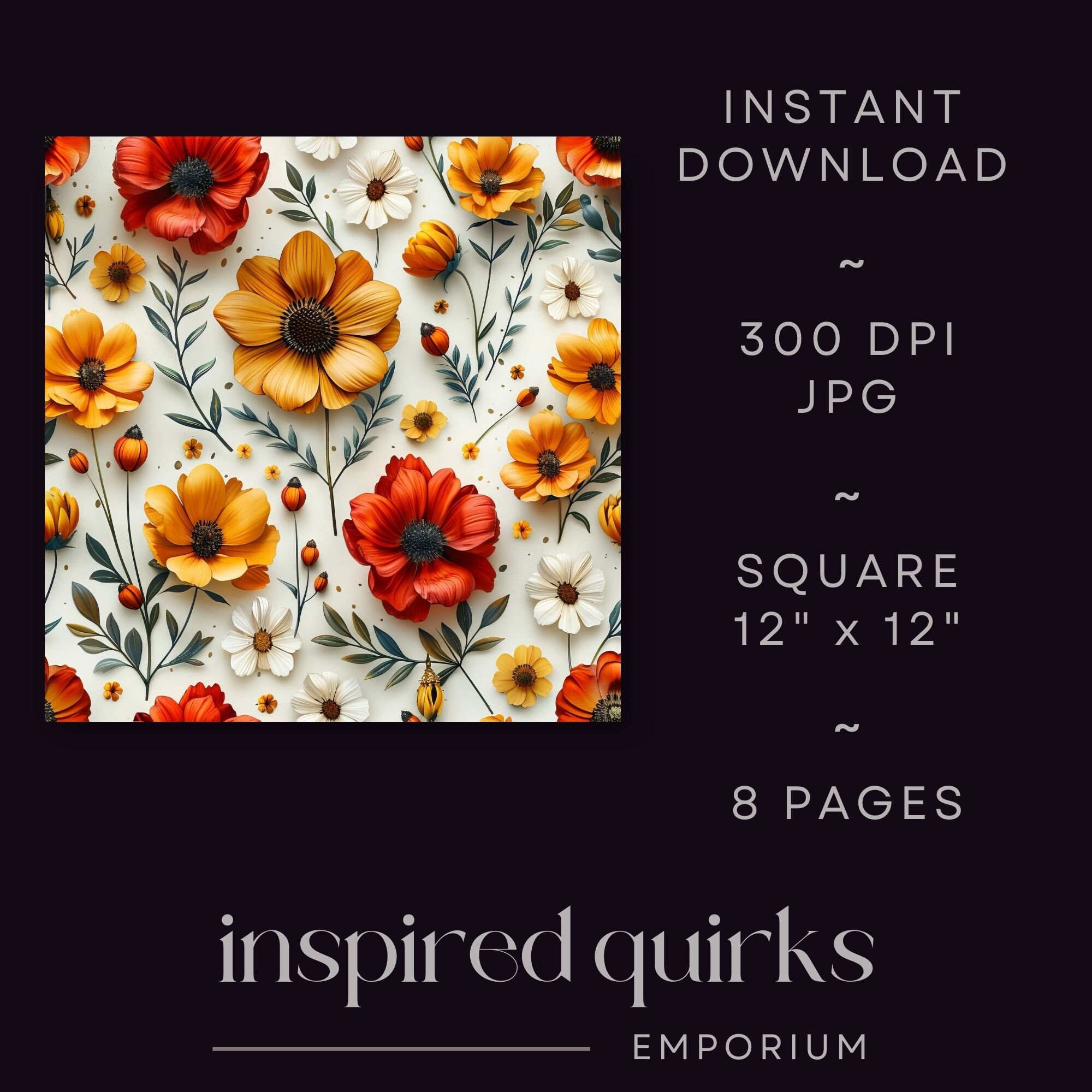 Fall Flower Background Textures, Floral Overlays, Digital Download ...