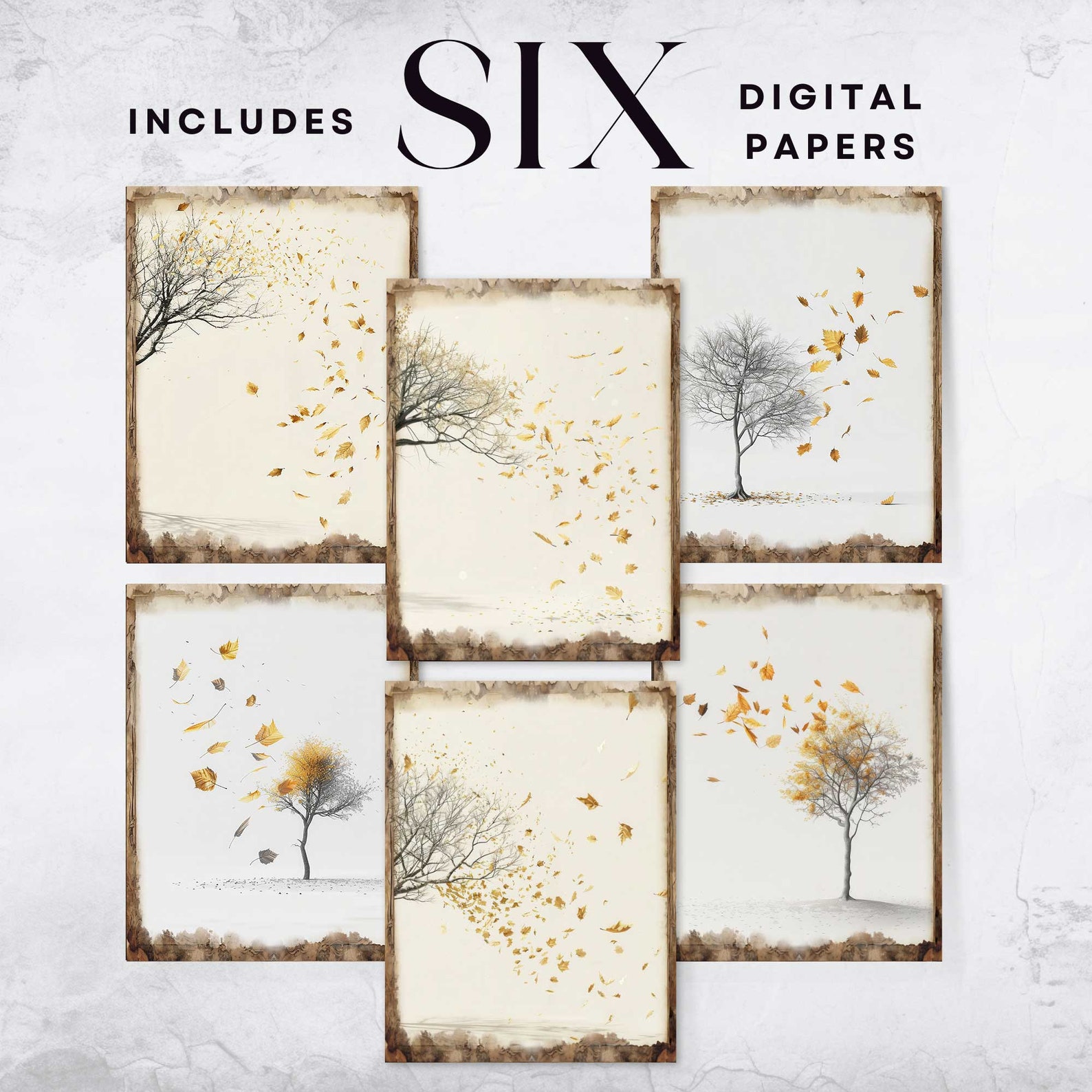 Autumn Junk Journal Pages, Windy Days Digital Paper, 6 Digital Journal ...