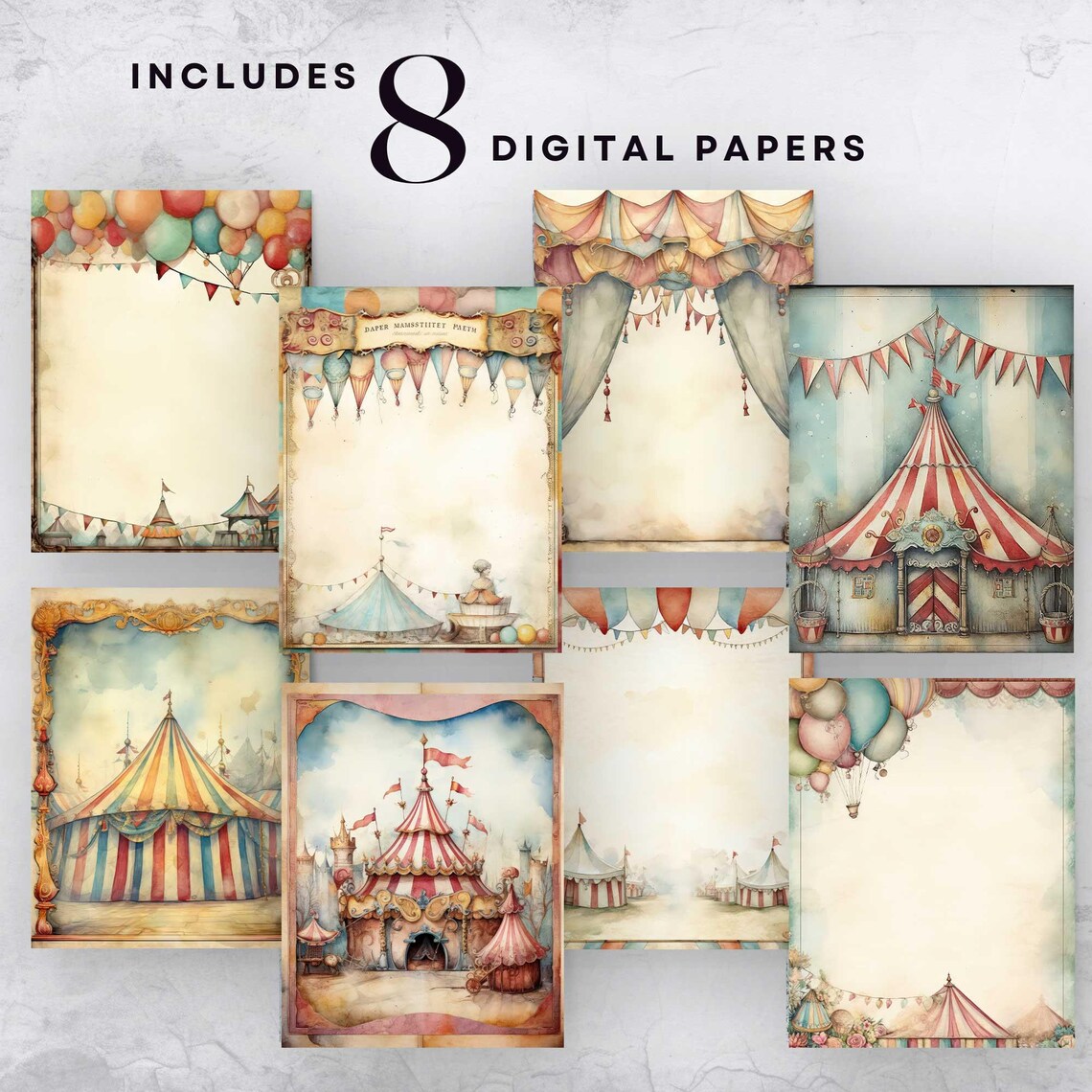 Circus Junk Journal Pages, Vintage Carnival Digital Journal Paper, Big ...