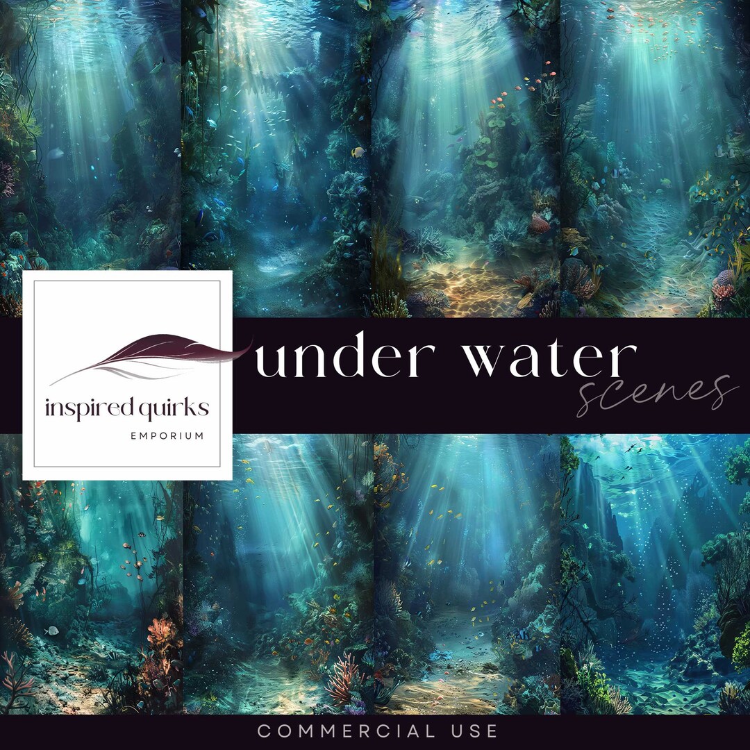 Under Sea Digital Backdrop, Ocean Theme Background, Underwater Overlay ...