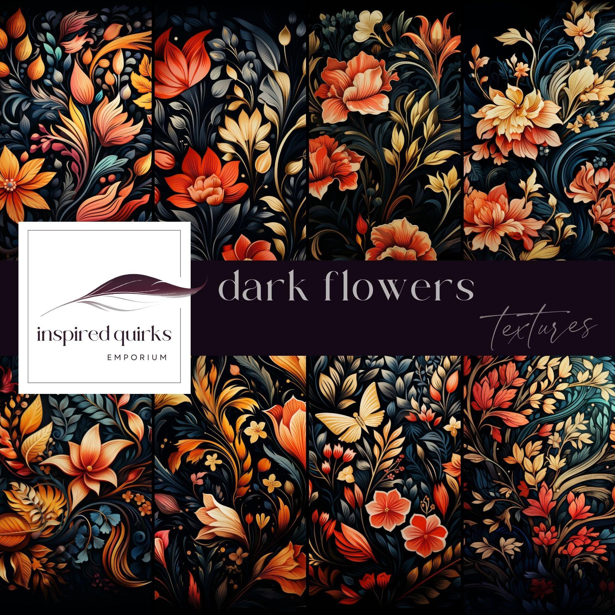 Dark Floral Background, Flower Texture, Digital Download, Terracotta ...
