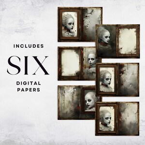 Horror Portraits Junk Journal, Halloween Pages 6 Digital Journal Pages ...
