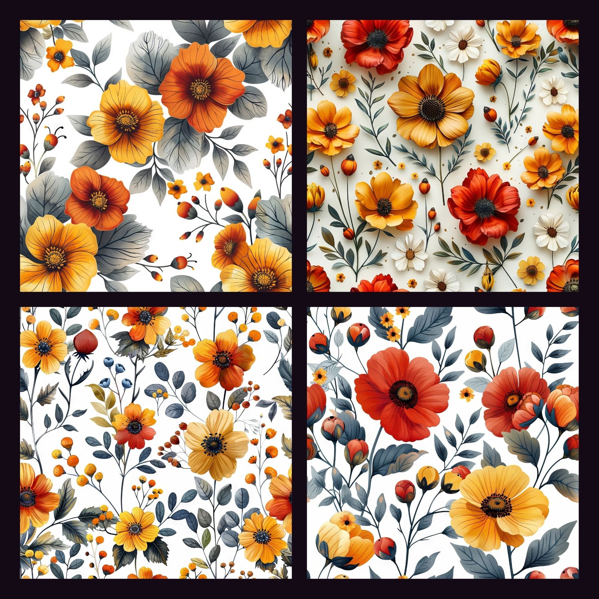 Fall Flower Background Textures, Floral Overlays, Digital Download ...