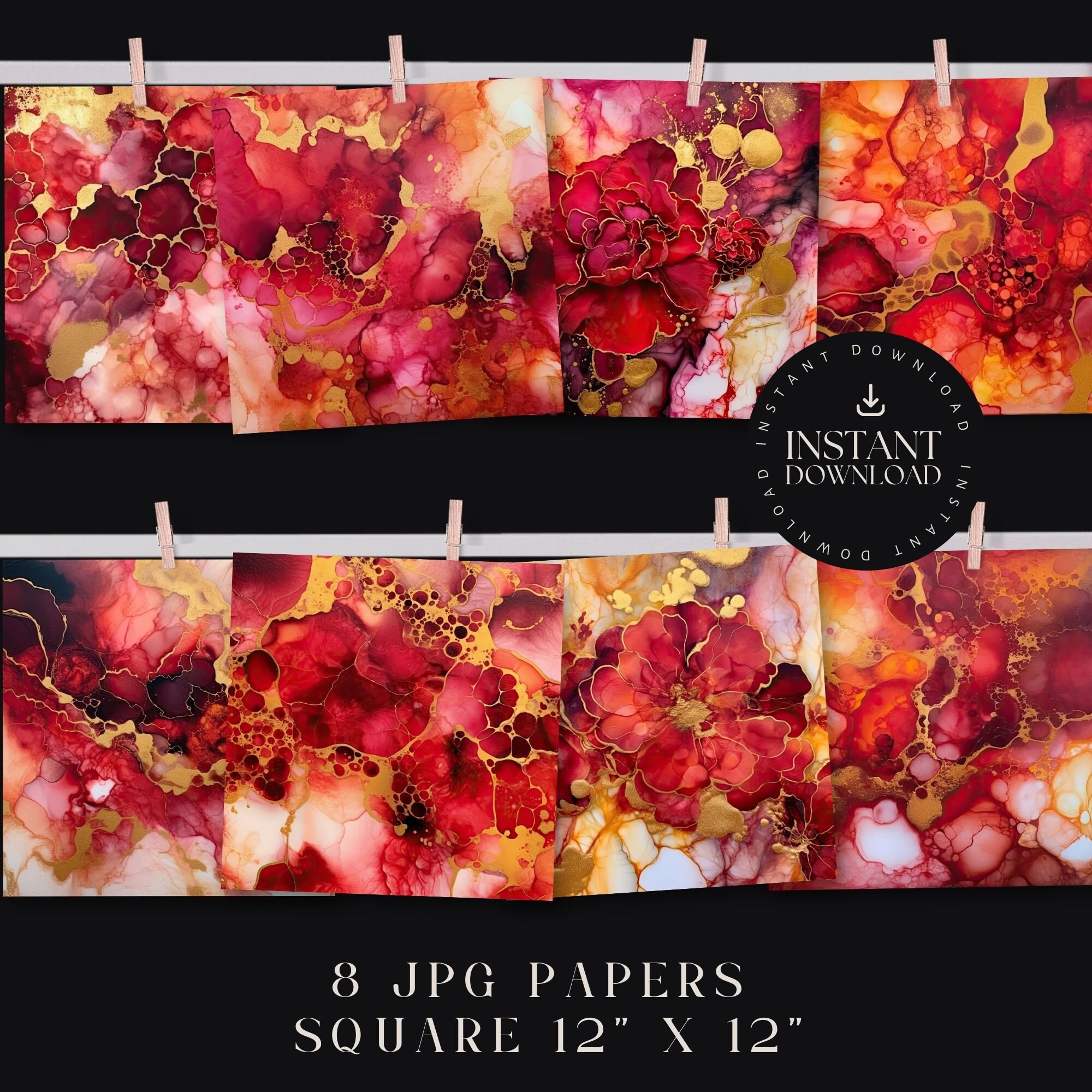 Red Alcohol Ink Texture for Photoshop, Abstract Overlays, Bright ...