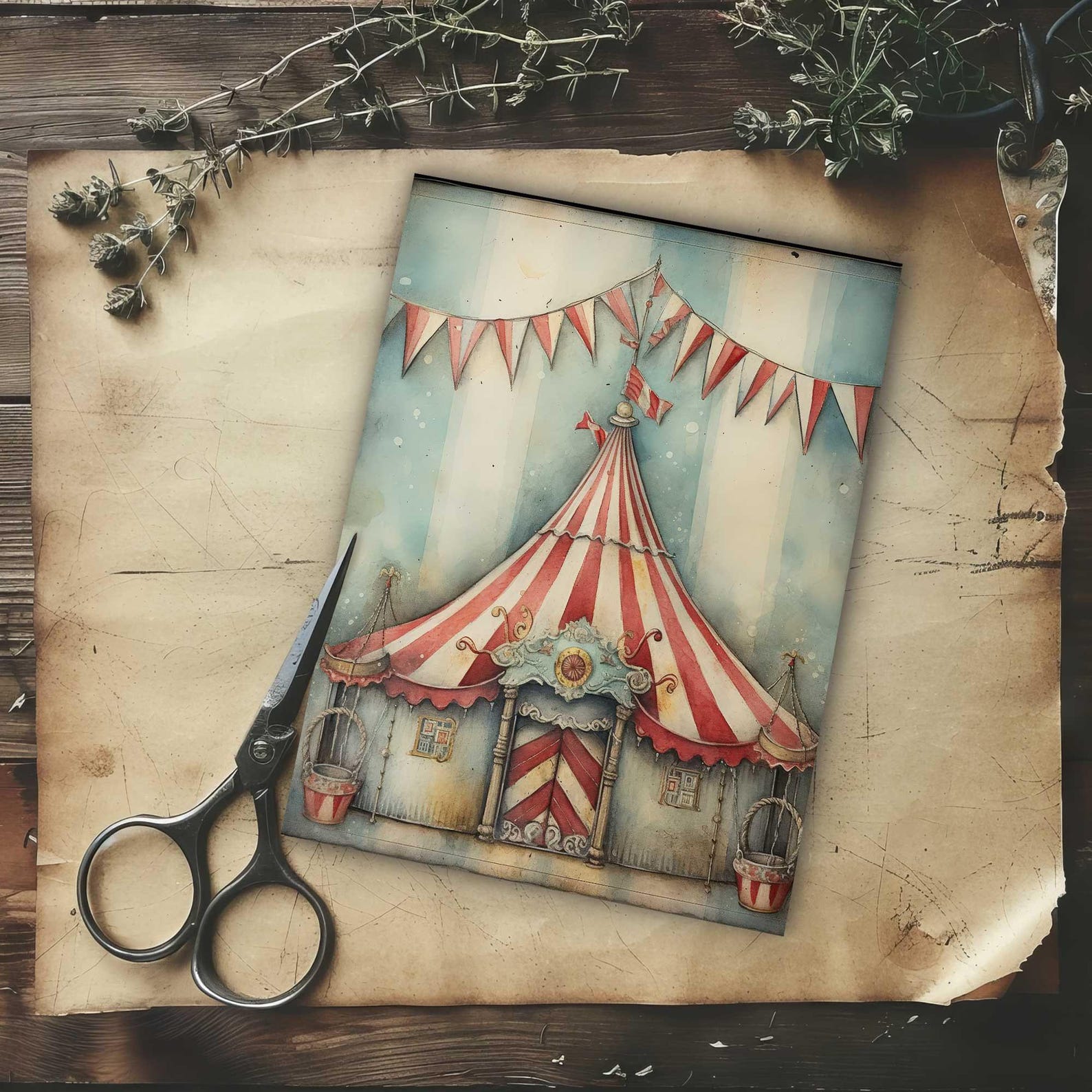 Circus Junk Journal Pages, Vintage Carnival Digital Journal Paper, Big ...