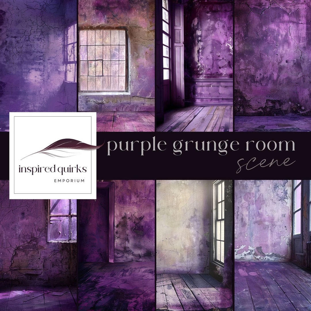 Purple Grunge Studio Backdrop, Old Wall Digital Background, Urban ...