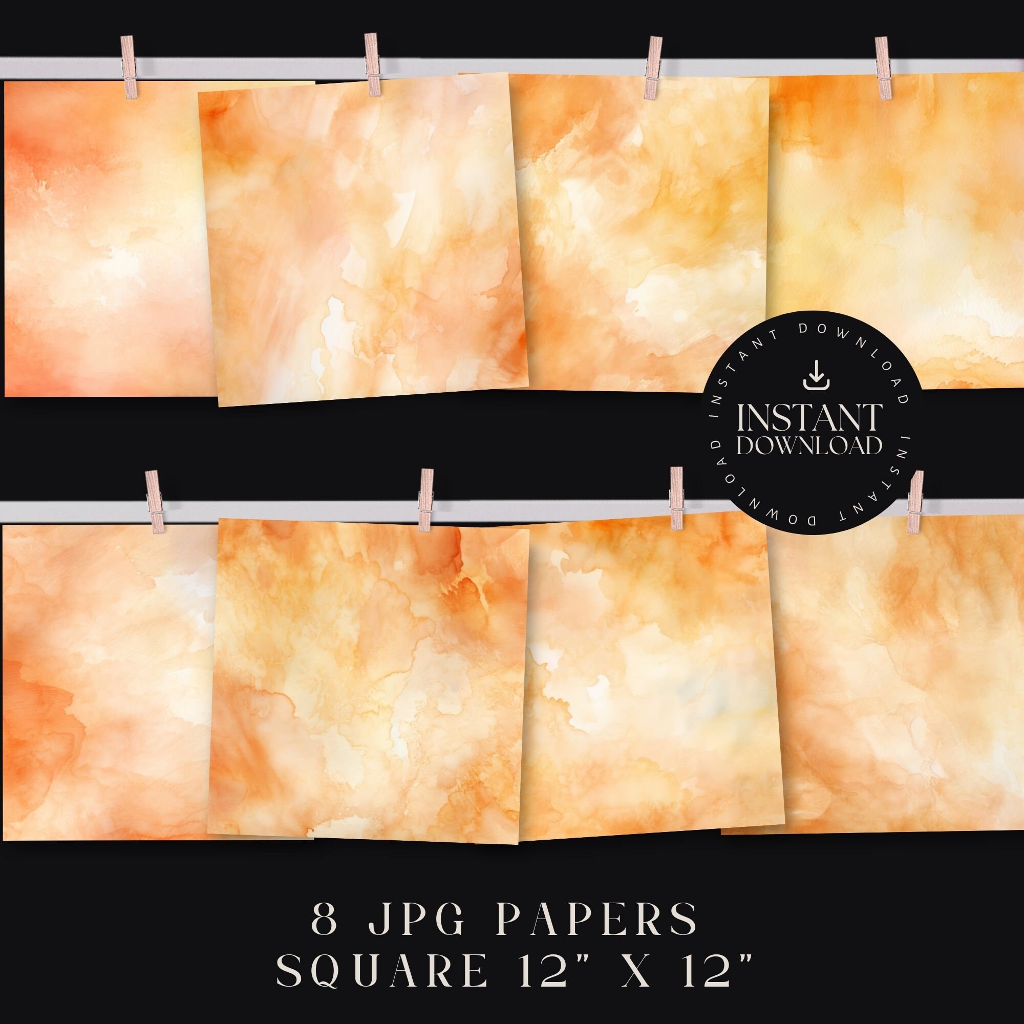 Orange Watercolor Washes Textures, Pastel Background for Commercial Use ...