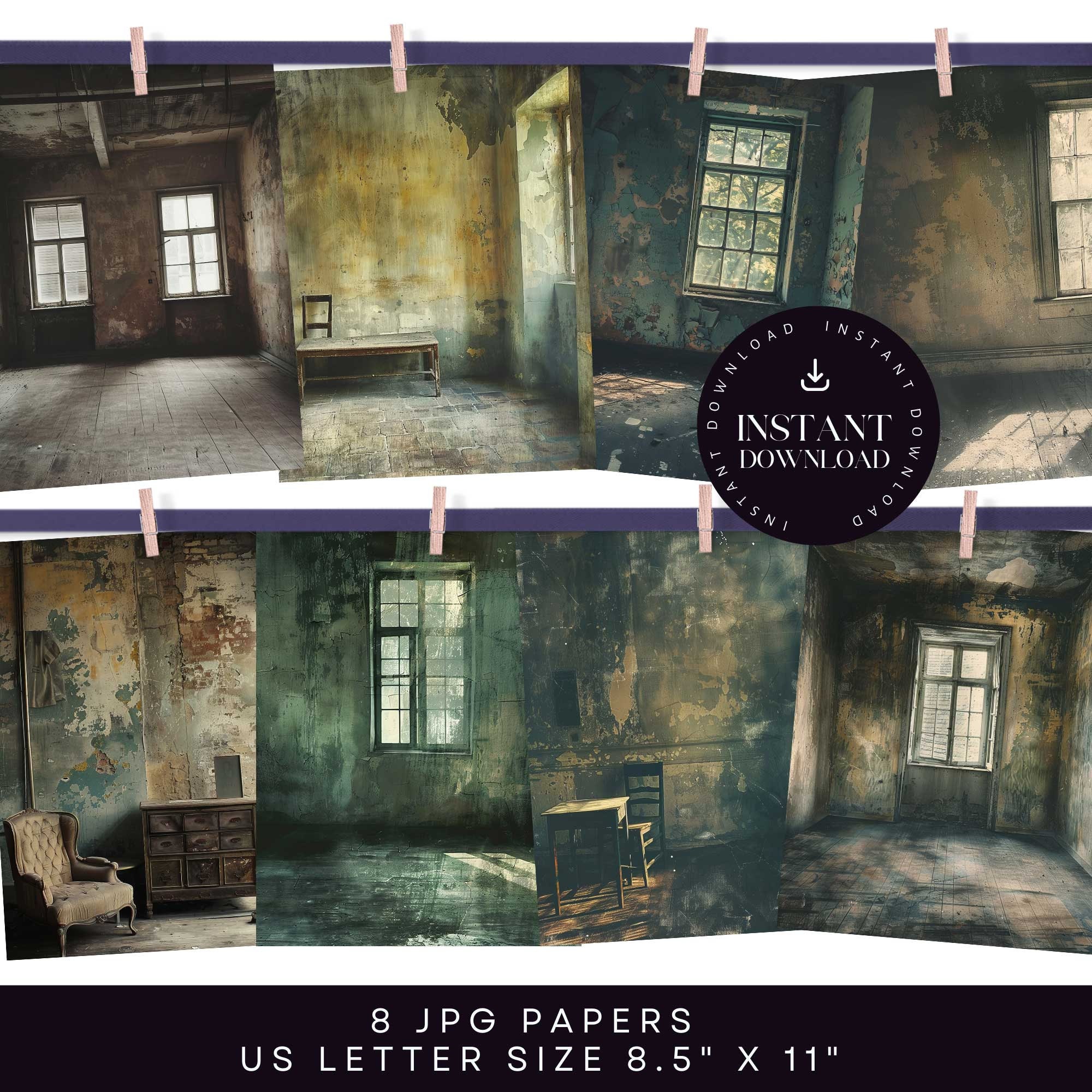 Grunge Rooms Backdrop, Empty Home Digital Background, Rustic Overlay ...