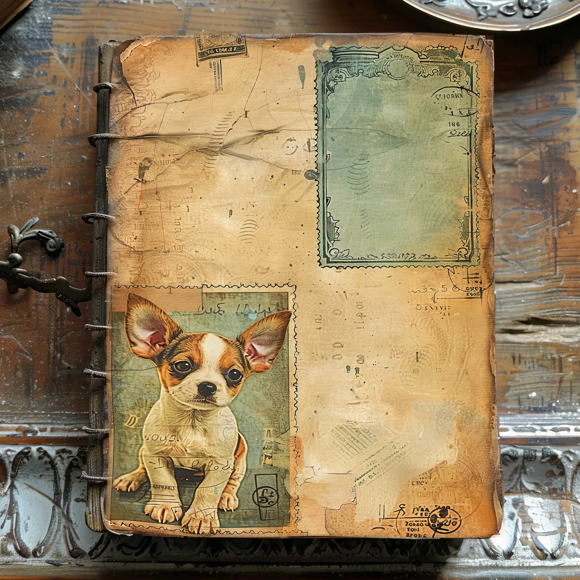 Cute Puppy Junk Journal, Little Dog Digital Paper, 6 Digital Journal ...