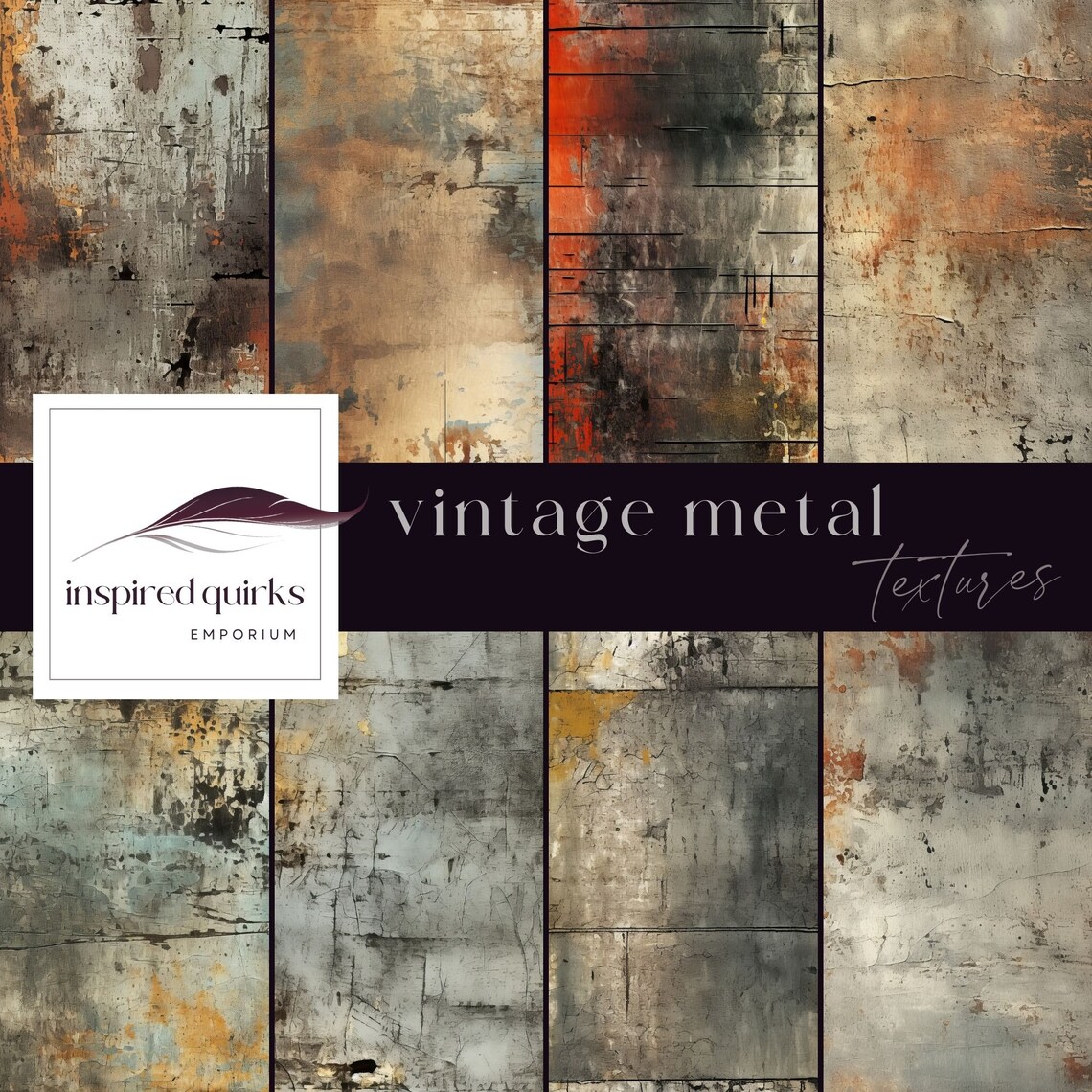 Vintage Coloured Metal Textures, Industrial Backdrop, Digital Download ...