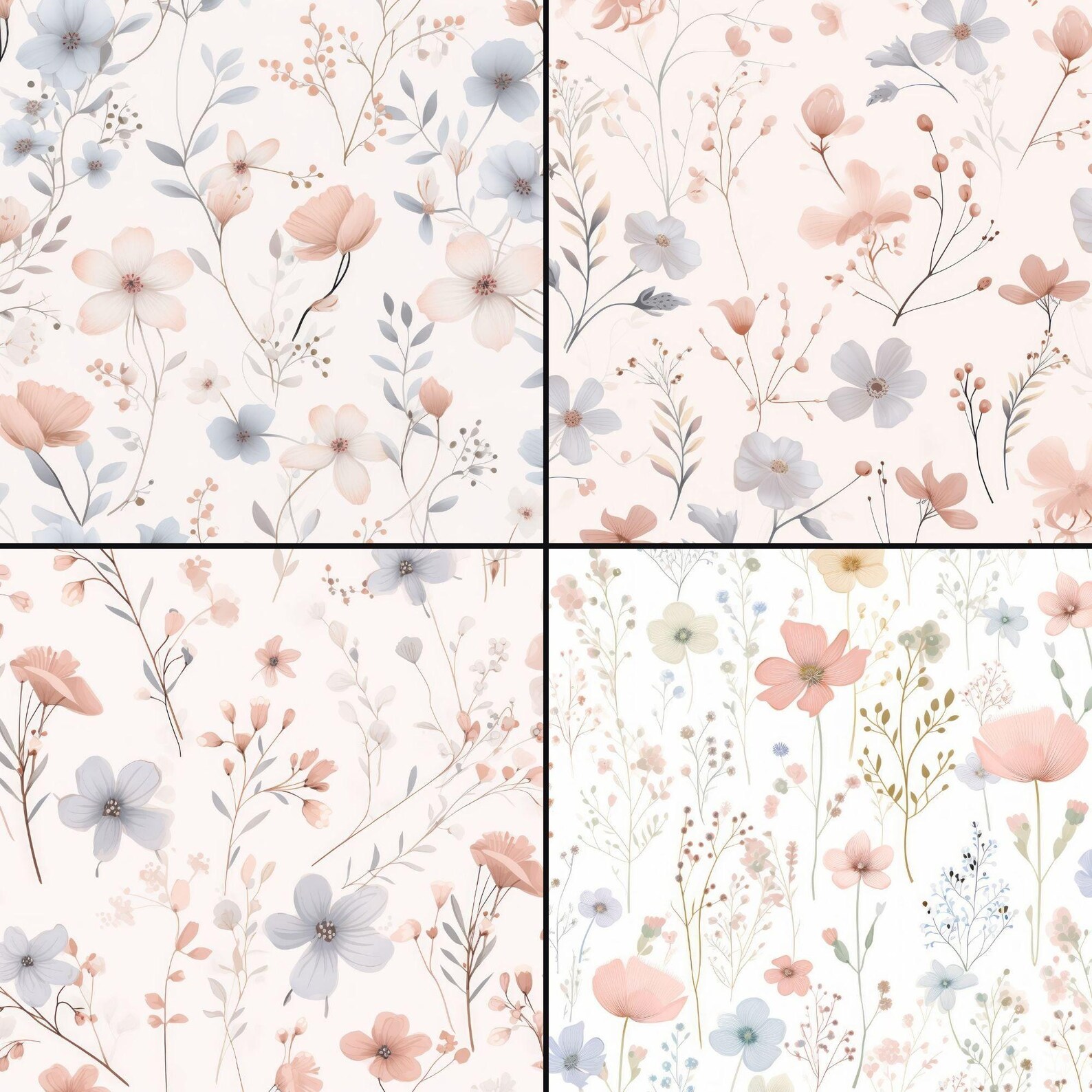 Delicate Wildflower Textures, Floral Page, Digital Download, Garden ...