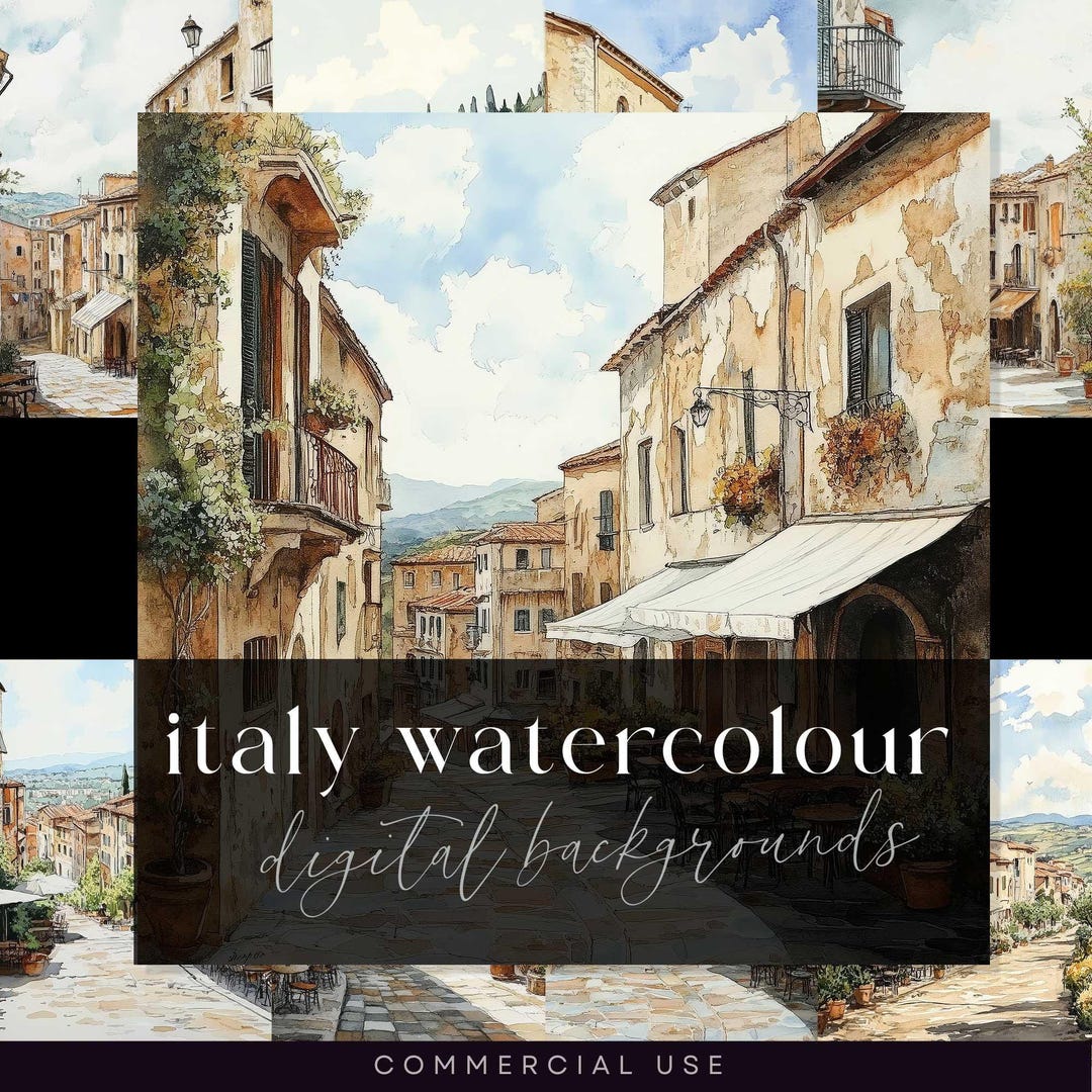 Italian Town Watercolour Background, Italy Countryside Backdrop ...