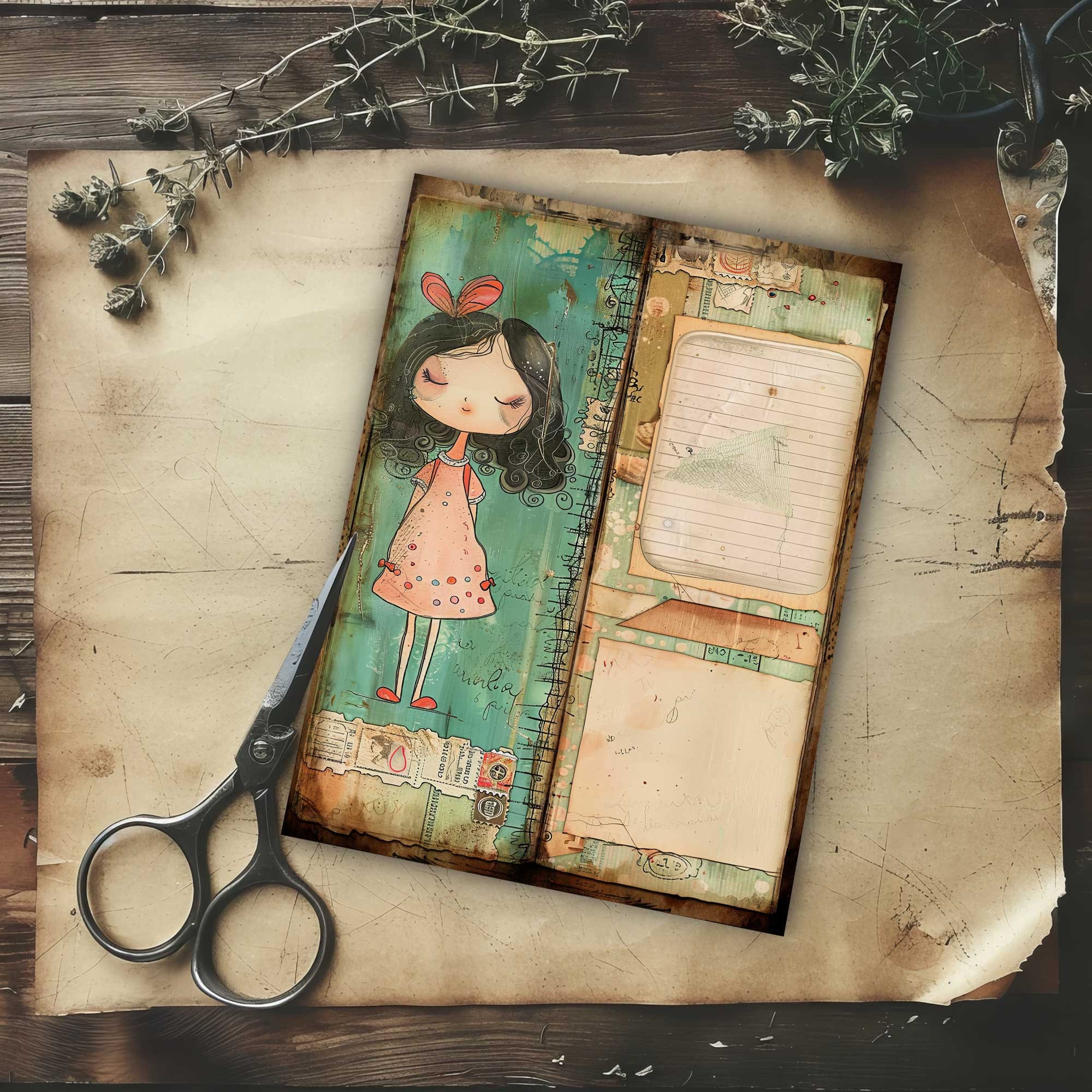 Quirky Paper Doll Page, Tall and Skinny Junk Journal Printables ...