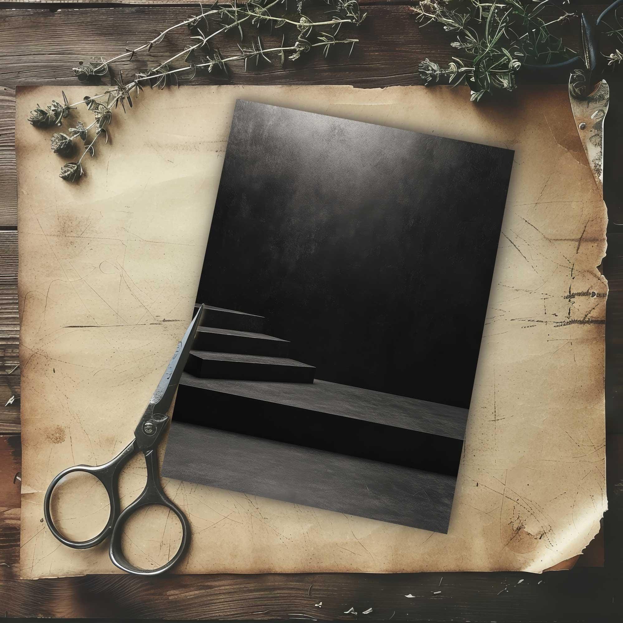 Dark Stairs Background, Black Steps Backdrop, Dark Studio Scene, Night ...