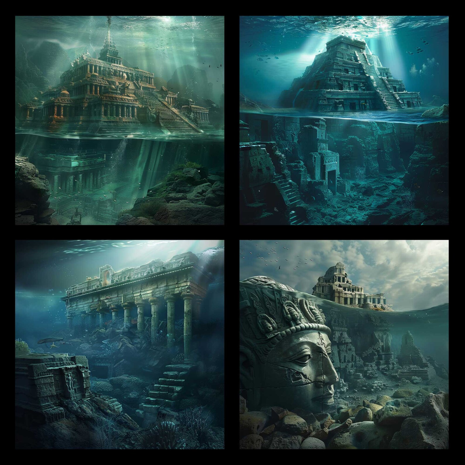 Underwater Digital Background, Ocean Backdrop, Fantasy Sea Overlay ...