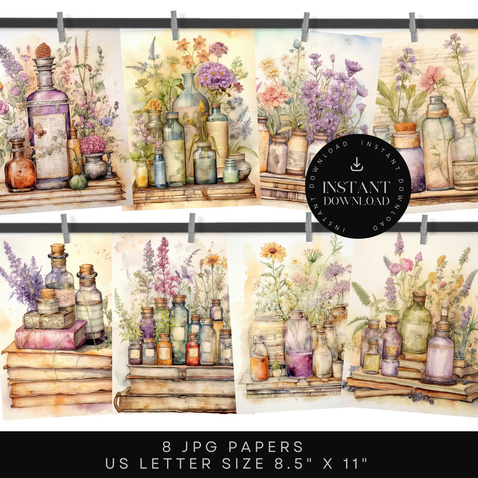 Aromatherapy Junk Journal Pages, Digital Journal Paper, Vintage ...
