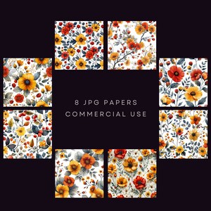 Fall Flower Background Textures, Floral Overlays, Digital Download ...