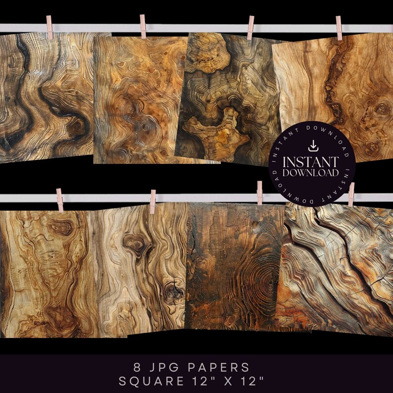 Distressed Wood Digital Paper, Tree Trunk Textures, Knotted Tree ...