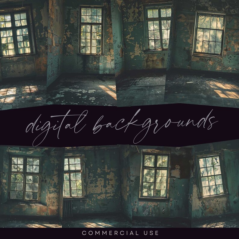 Muted Grunge Studio Backdrop, Windowl Digital Background, Sunlight ...