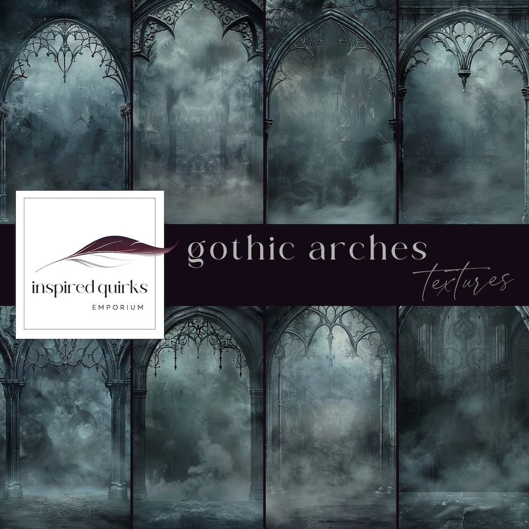 Gothic Arches Backdrop, Dark Castle Background, Spooky Midnight Overlay ...