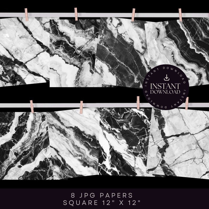 Black and White Marble Background, Marble Digital Paper, Download, Wall ...