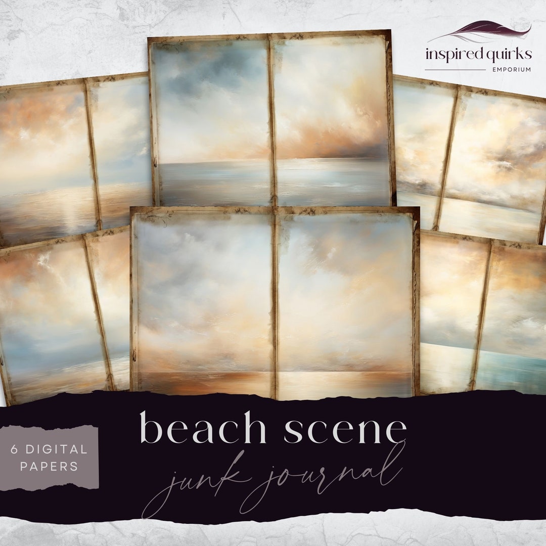 Beach Junk Journal Pages, Vintage Seashore, Seaside 6 Digital Journal ...