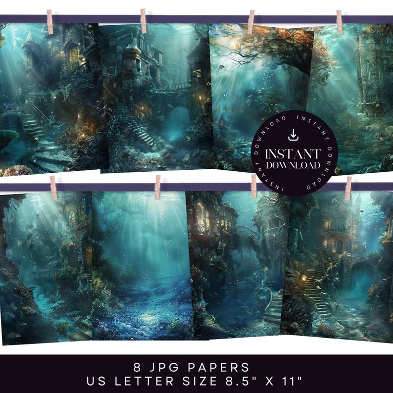 Underwater Digital Backdrop, Ocean Theme Background, Under Sea Overlay ...