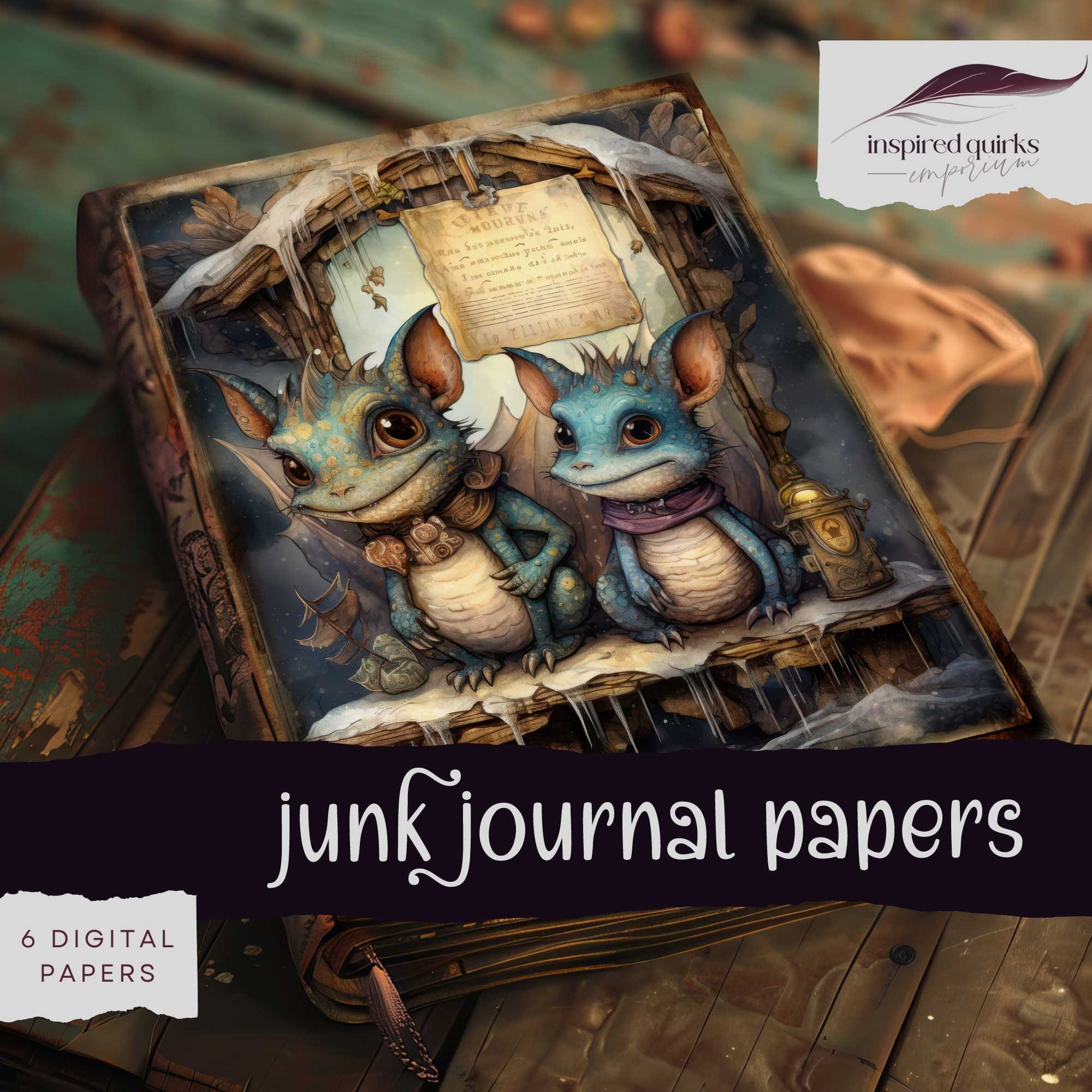 Baby Dragon Junk Journal Printable, Fantasy Digital Papers, Magic ...