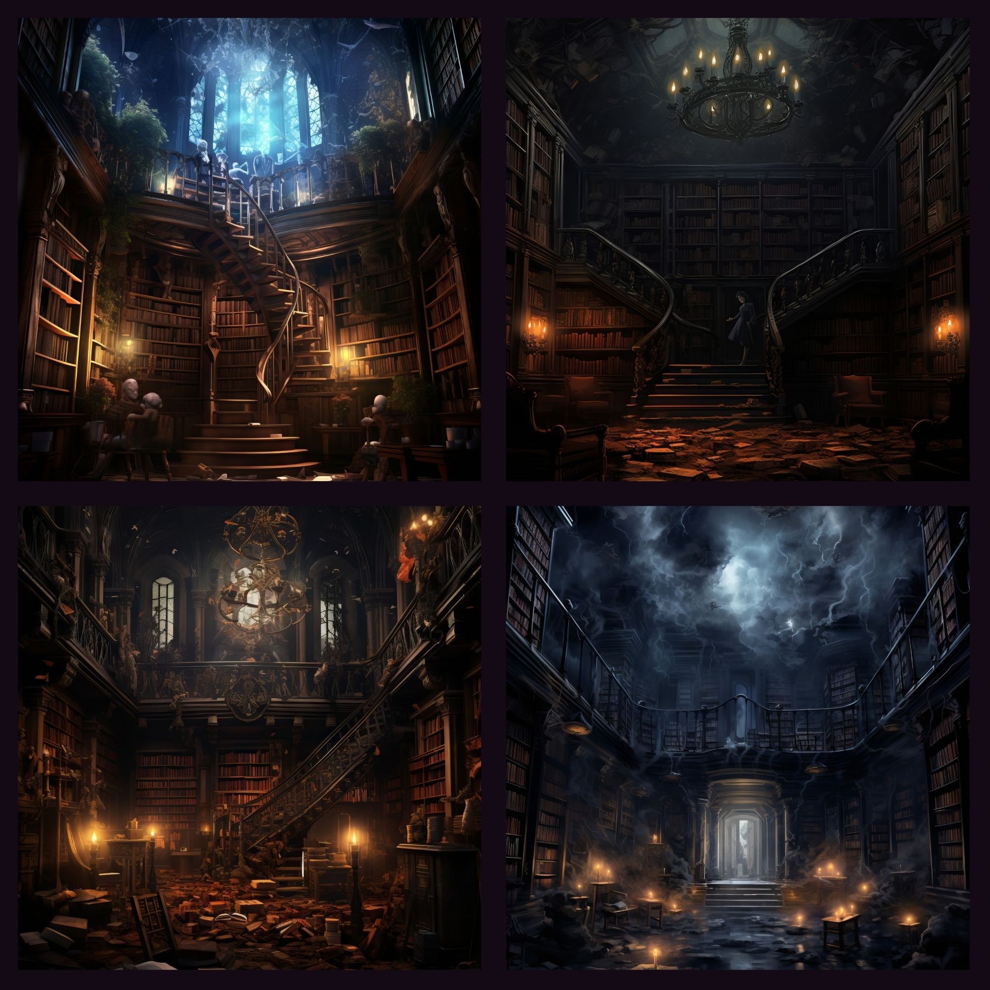 Haunted Library Digital Backdrop, Book Background, Halloween Library ...