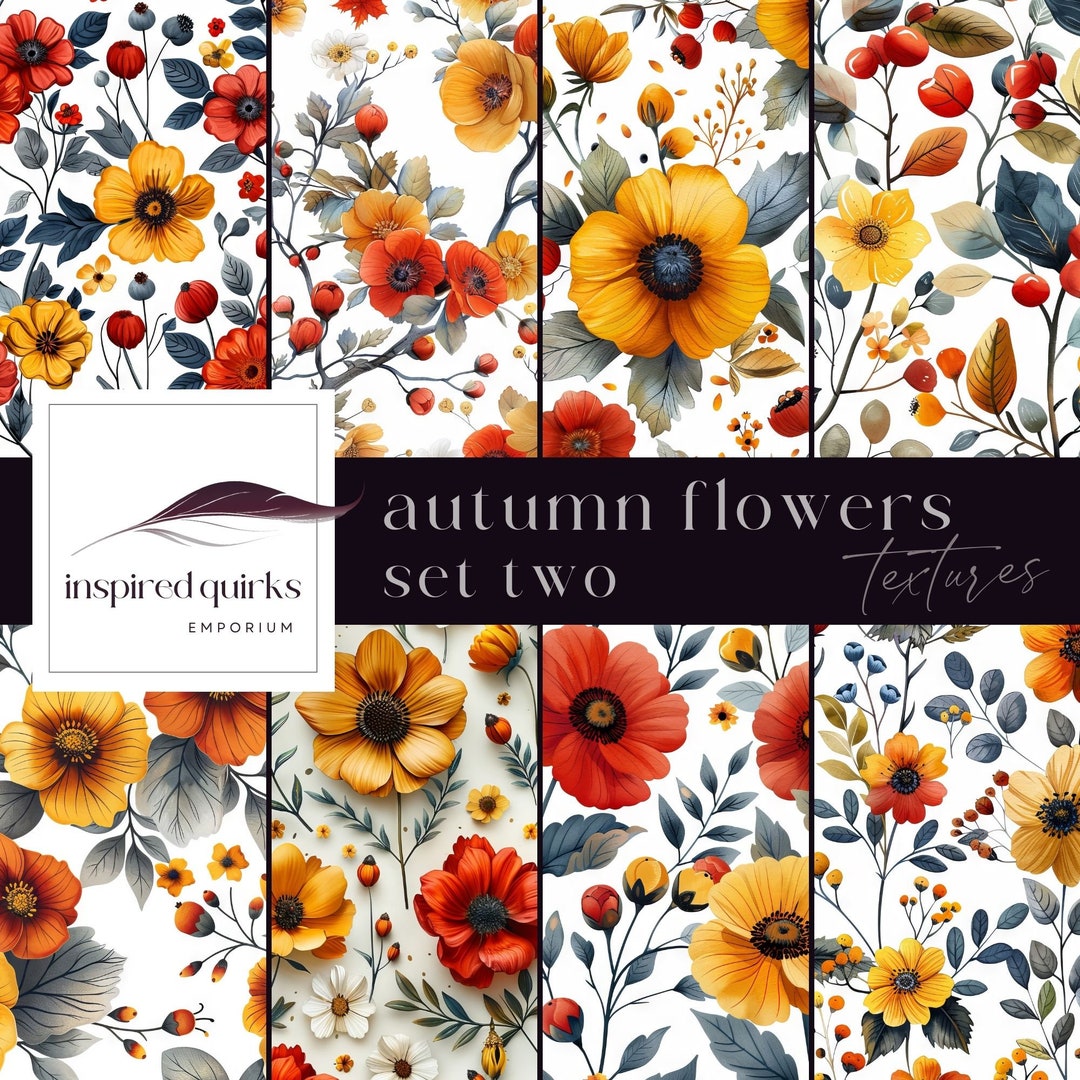 Fall Flower Background Textures, Floral Overlays, Digital Download ...