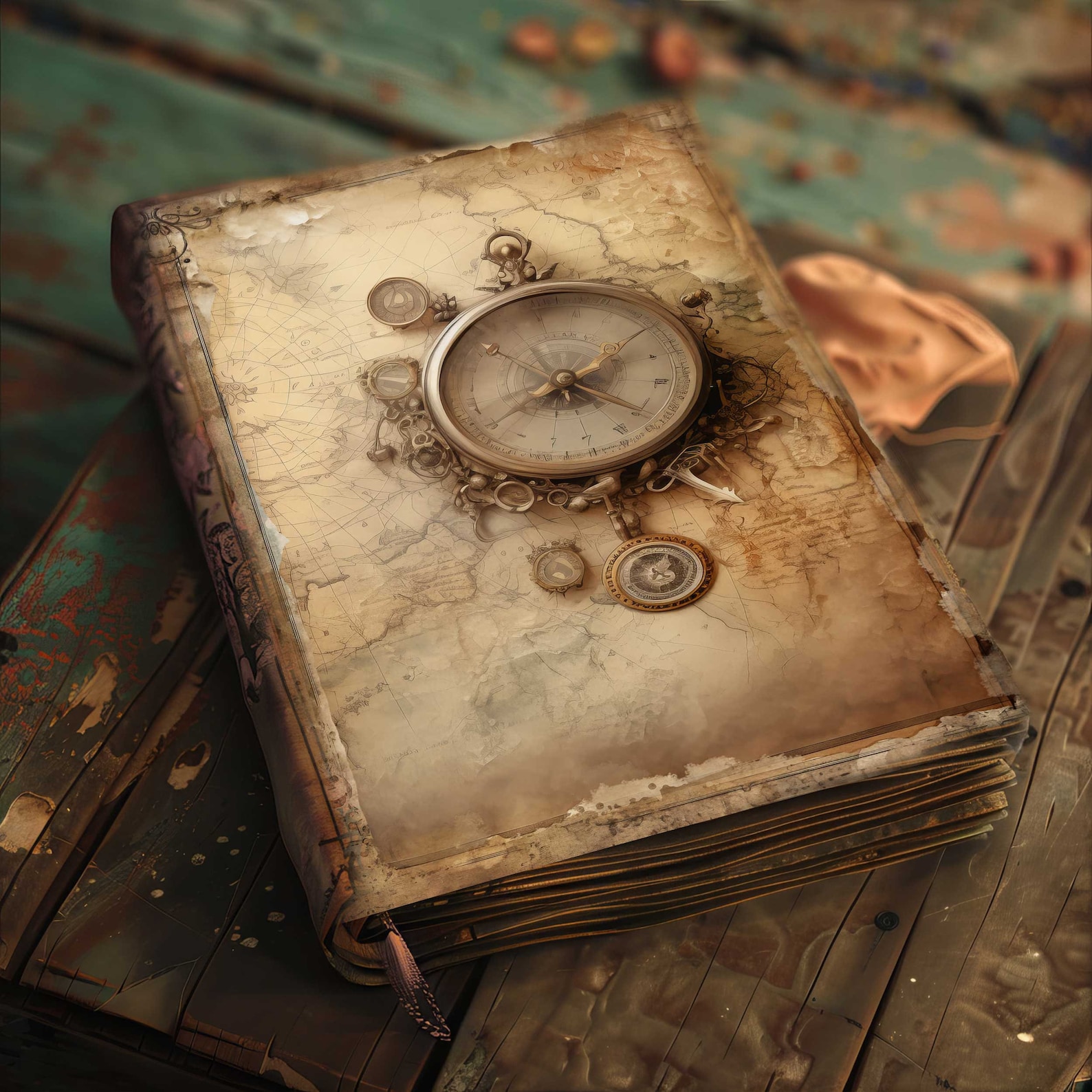 Printable Map Junk Journal, Vintage Compass Background, 6 Digital ...