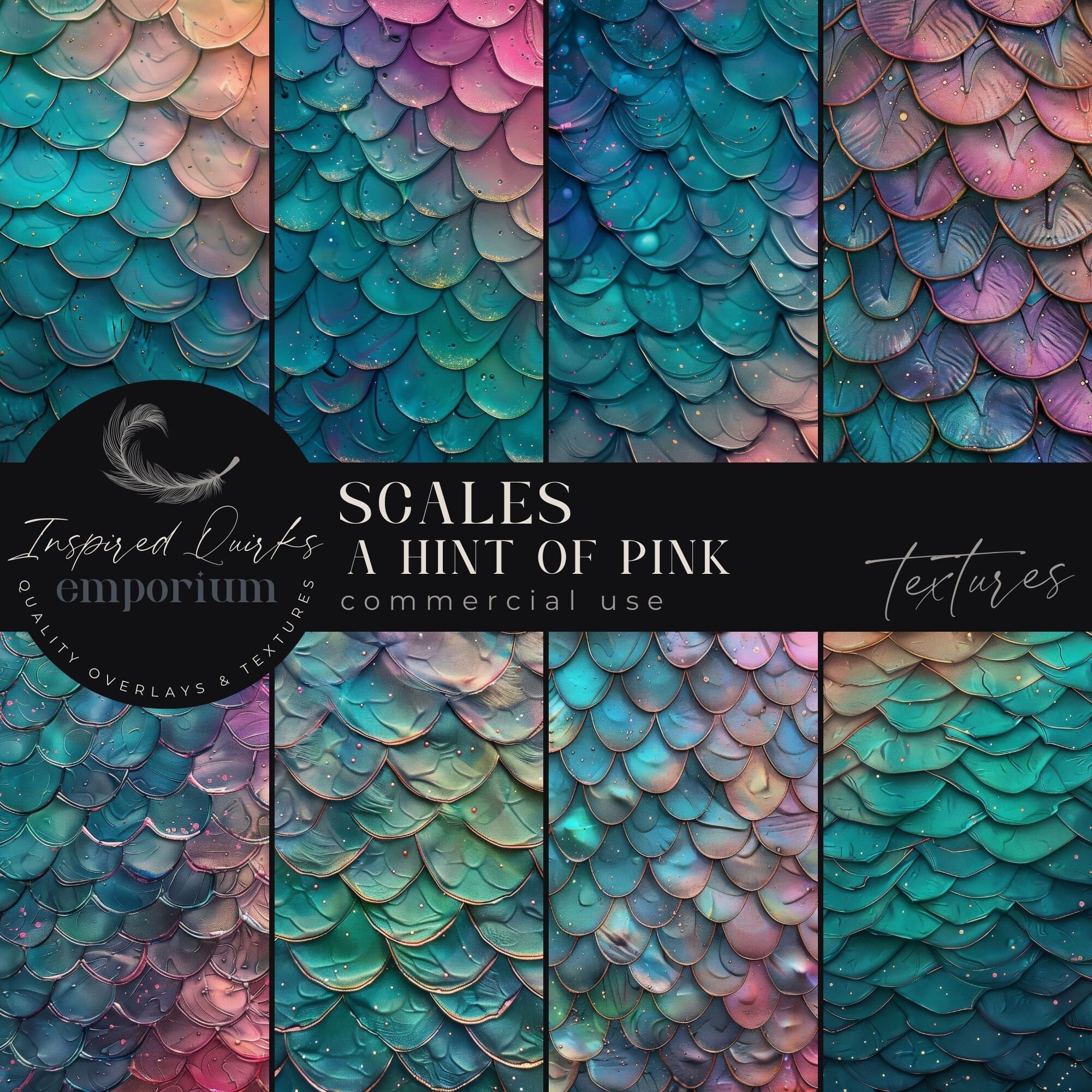 Mermaid Tail Overlay, Pink Scale Textures, Digital Download, Aqua Sea ...