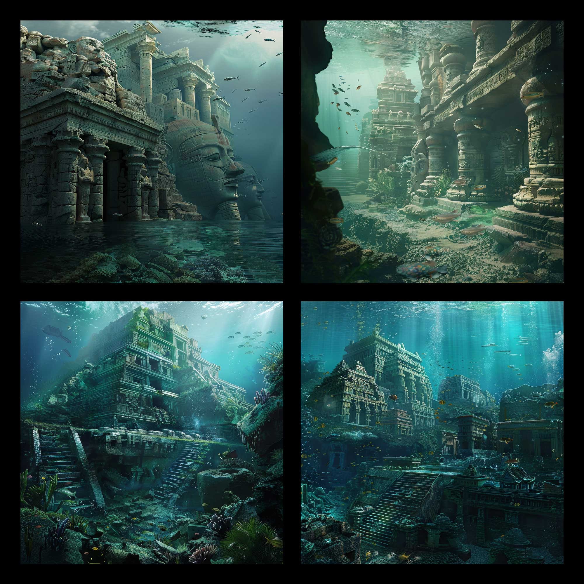 Underwater Digital Background, Ocean Backdrop, Fantasy Sea Overlay ...