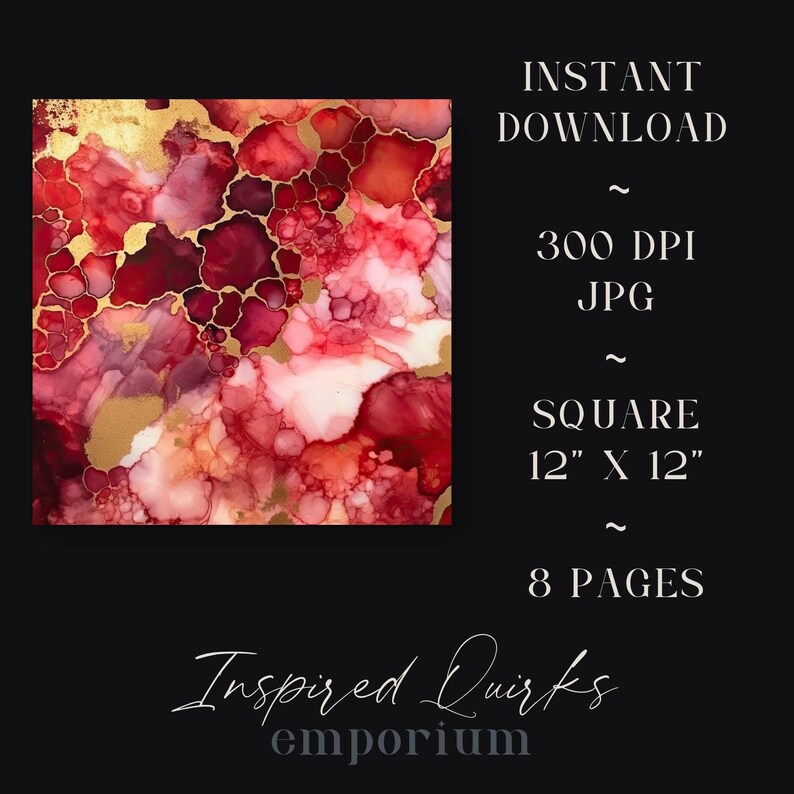 Red Alcohol Ink Texture for Photoshop, Abstract Overlays, Bright ...