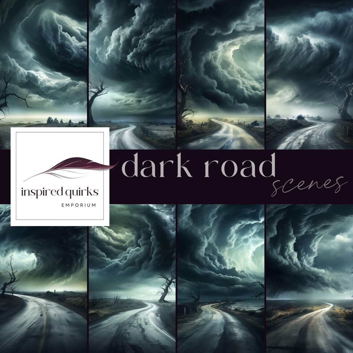 Stormy Digital Backdrop, Deserted Highway Scene Background, Artist ...