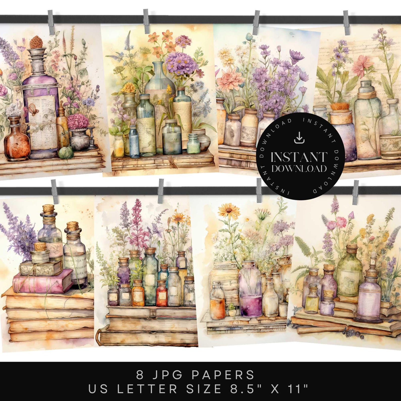 Aromatherapy Junk Journal Pages, Digital Journal Paper, Vintage ...
