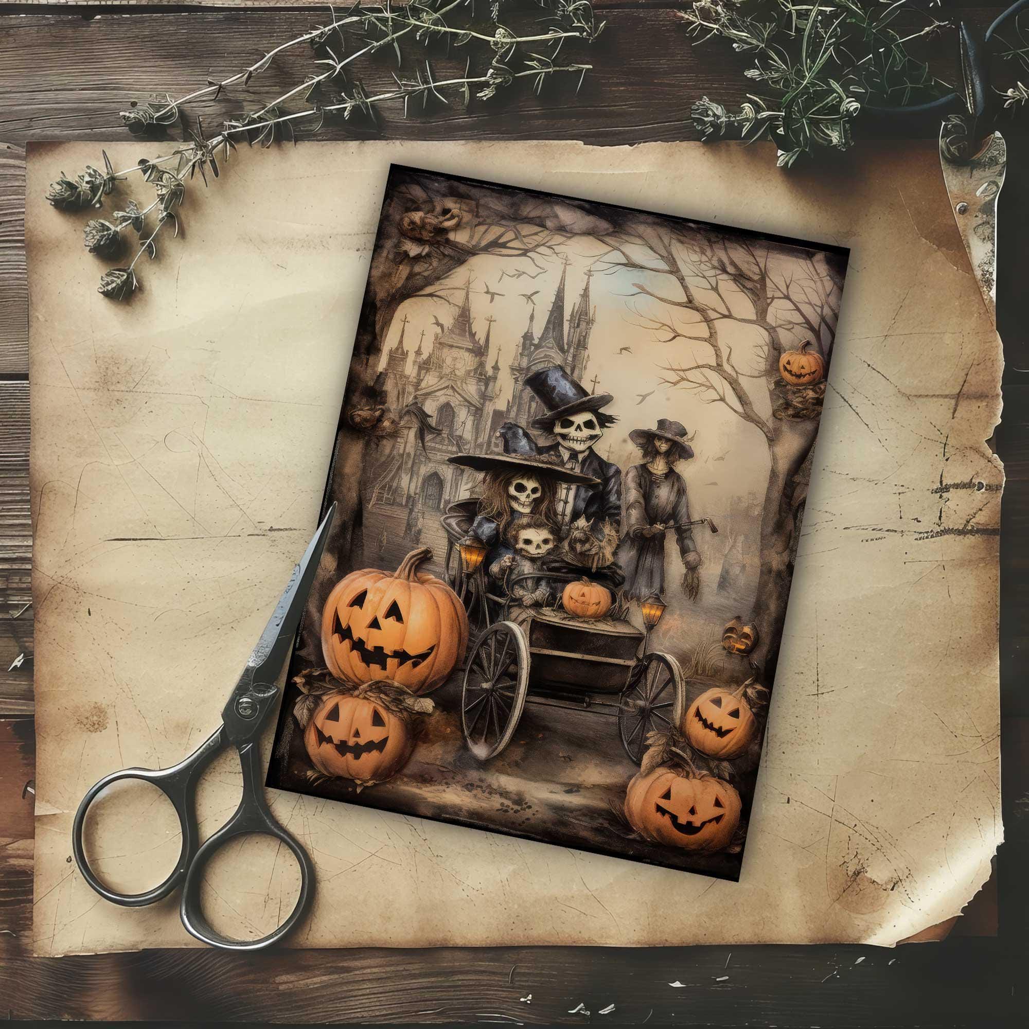 Victorian Halloween Junk Journal, Pumpkins Digital Paper, Vintage ...