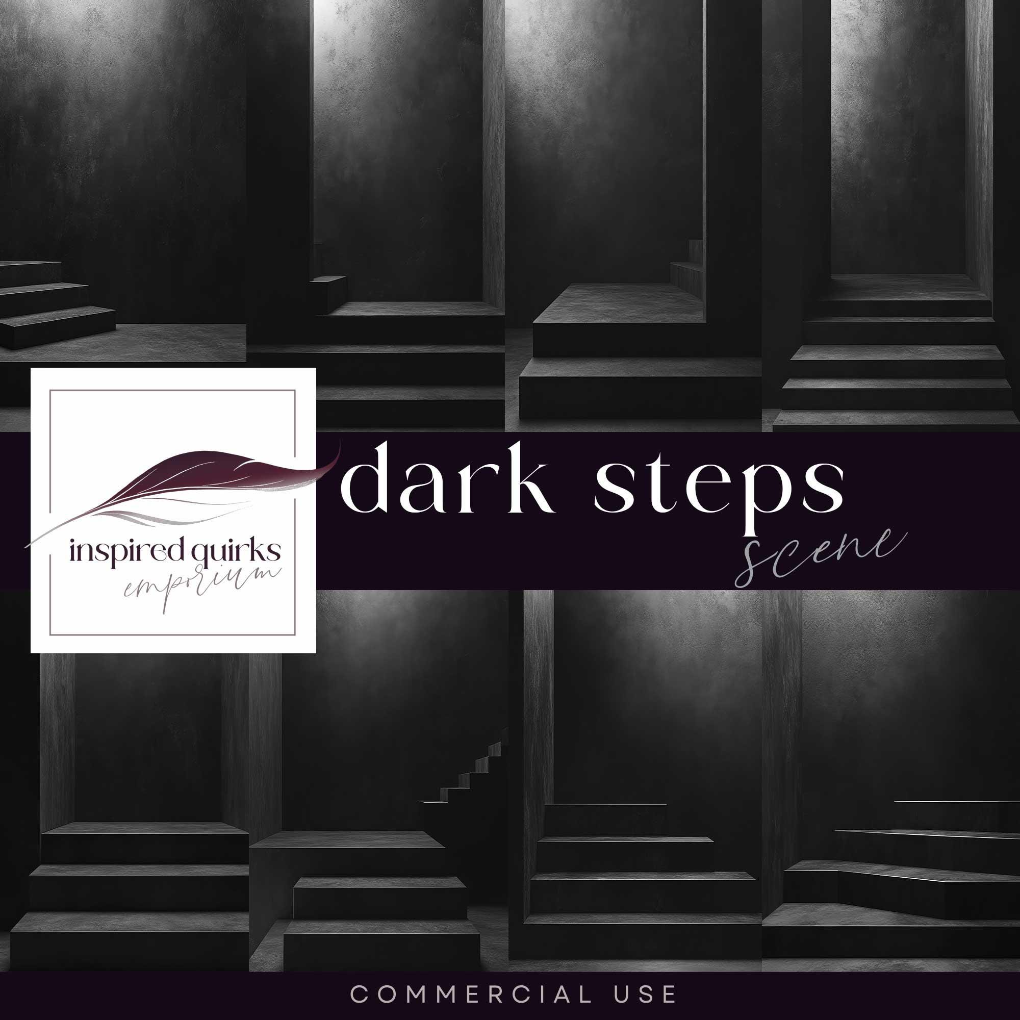 Dark Stairs Background, Black Steps Backdrop, Dark Studio Scene, Night ...