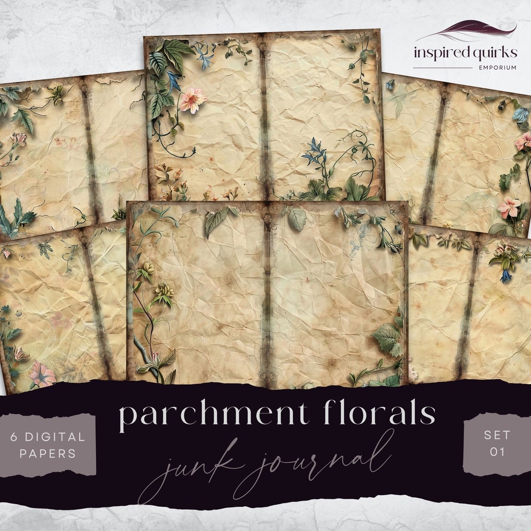 Flower Frame Junk Journal Pages, Border Plain 6 Digital Journal Paper ...