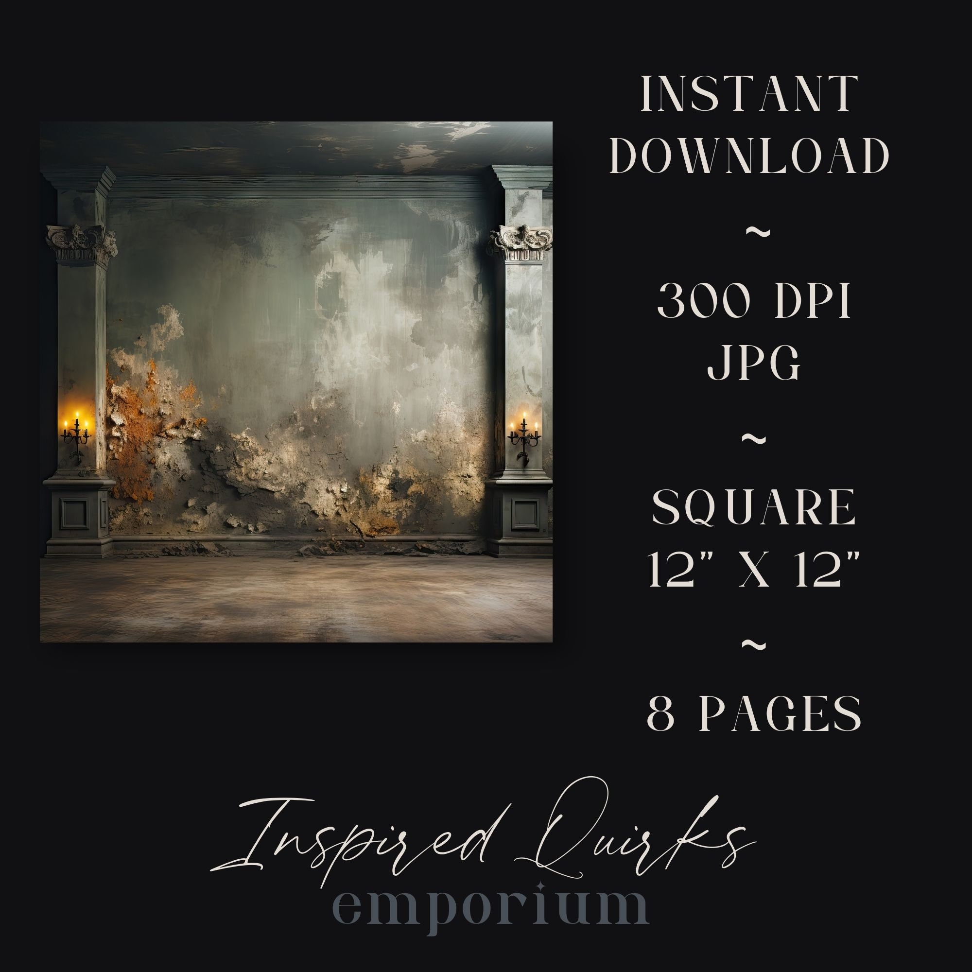 Vintage Room Scene Studio Backdrop, Grunge Digital Background, Urban ...