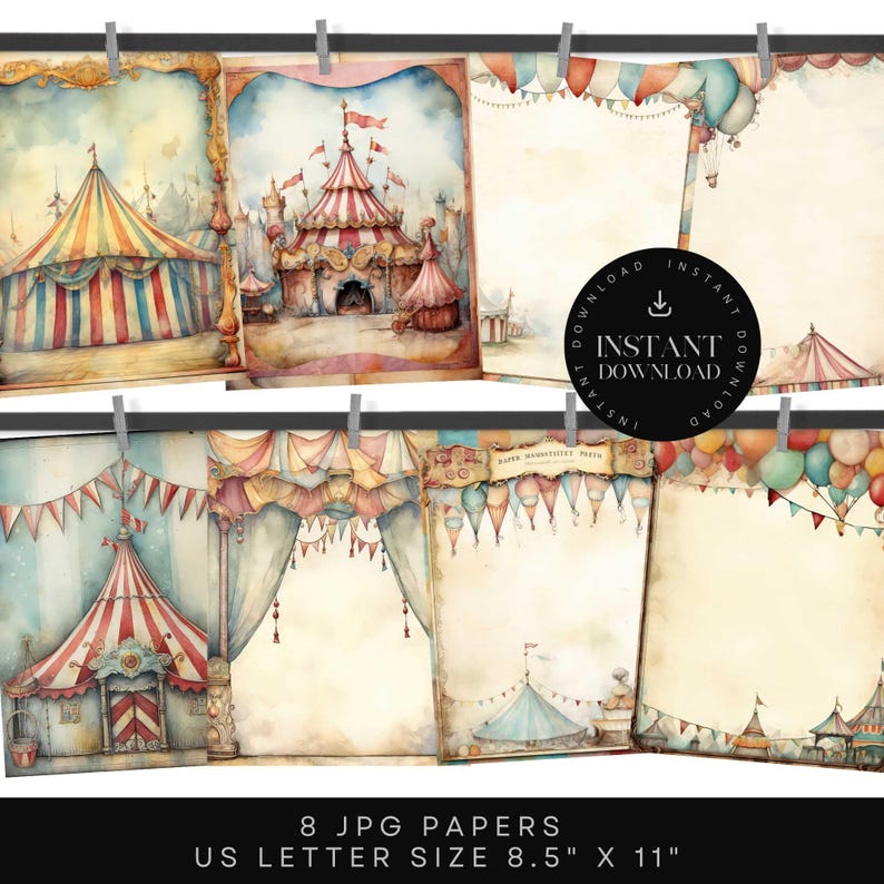 Circus Junk Journal Pages, Vintage Carnival Digital Journal Paper, Big ...