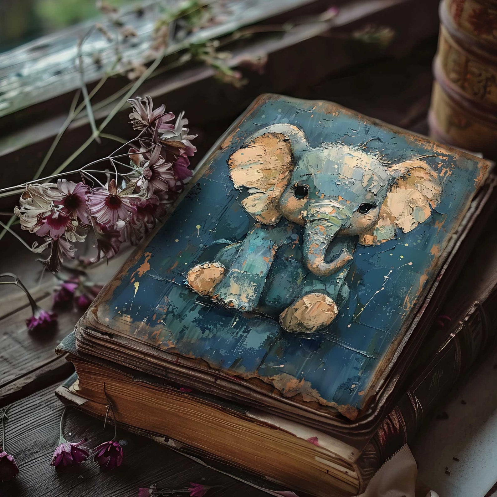Blue Elephants Junk Journal Page, Cute Animal Backdrop, 6 Digital ...