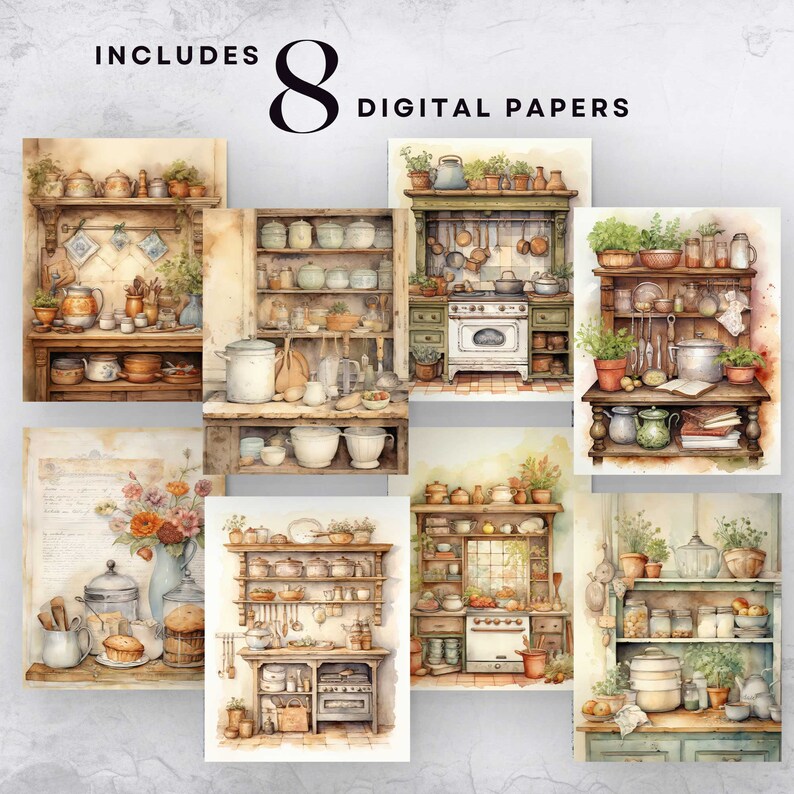 Vintage Baking Junk Journal Pages, Food Digital Journal Paper, Cooking ...